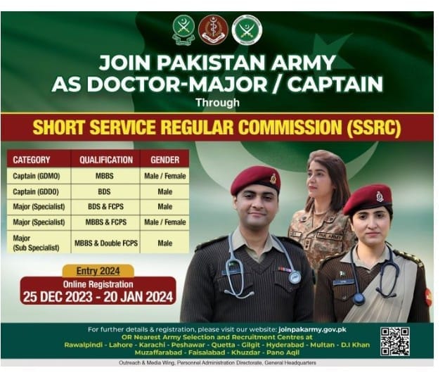 How to join Pak army as GDMO and Specialist Doctor?
